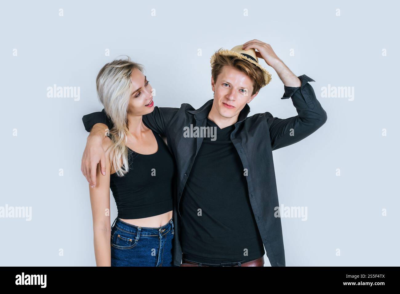Fashion of couple funny together Stock Photo - Alamy