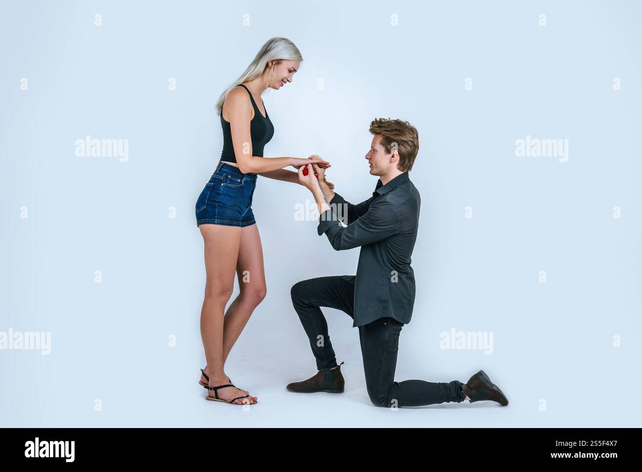 Happy portrait of Couple surprise marriage Stock Photo - Alamy