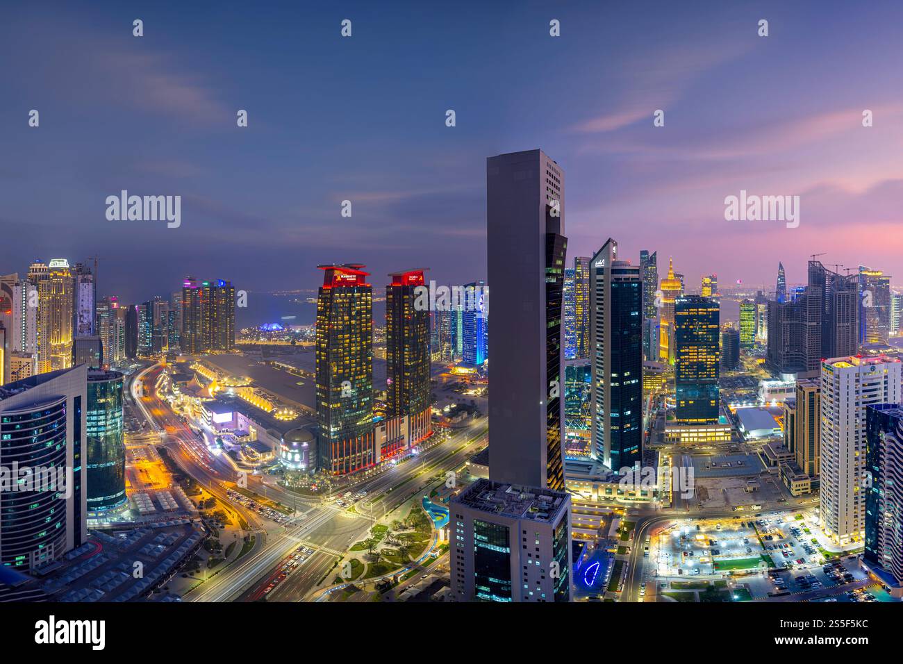 Aerial View of west bay area Doha City. Business and financial hub of ...