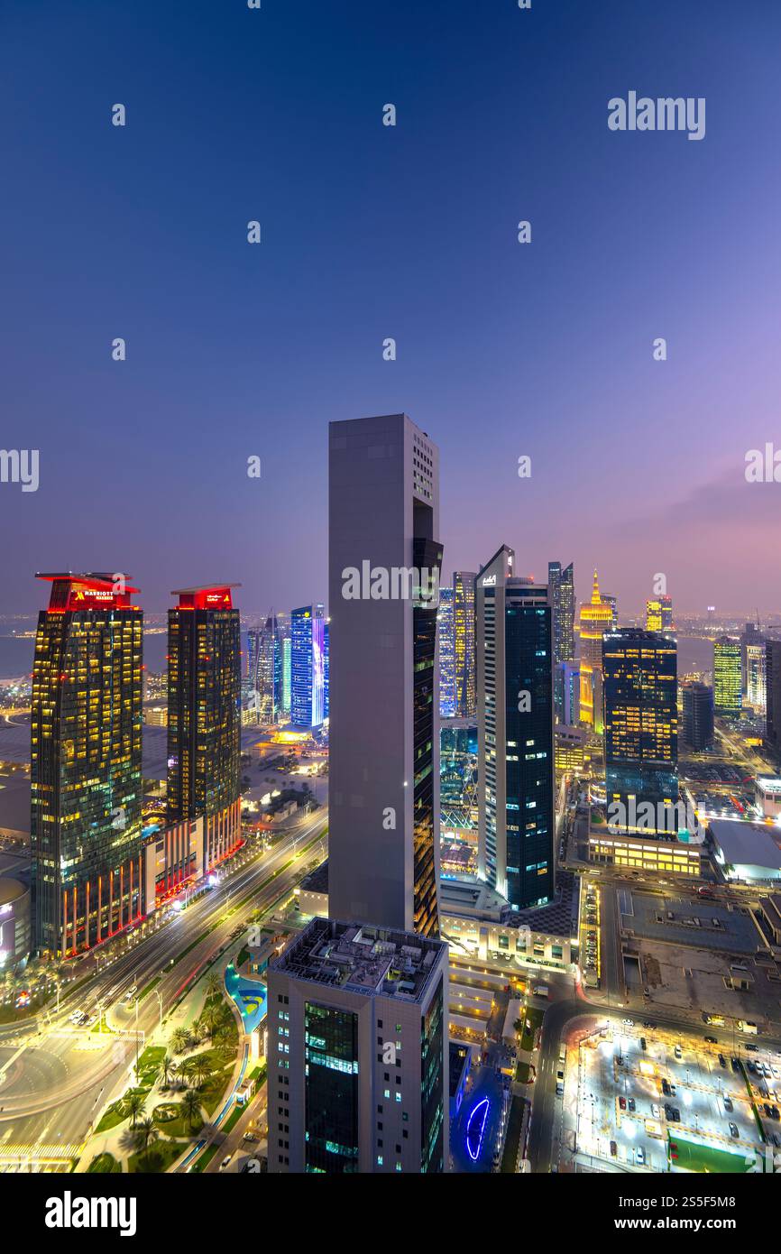 Aerial View of west bay area Doha City. Business and financial hub of ...