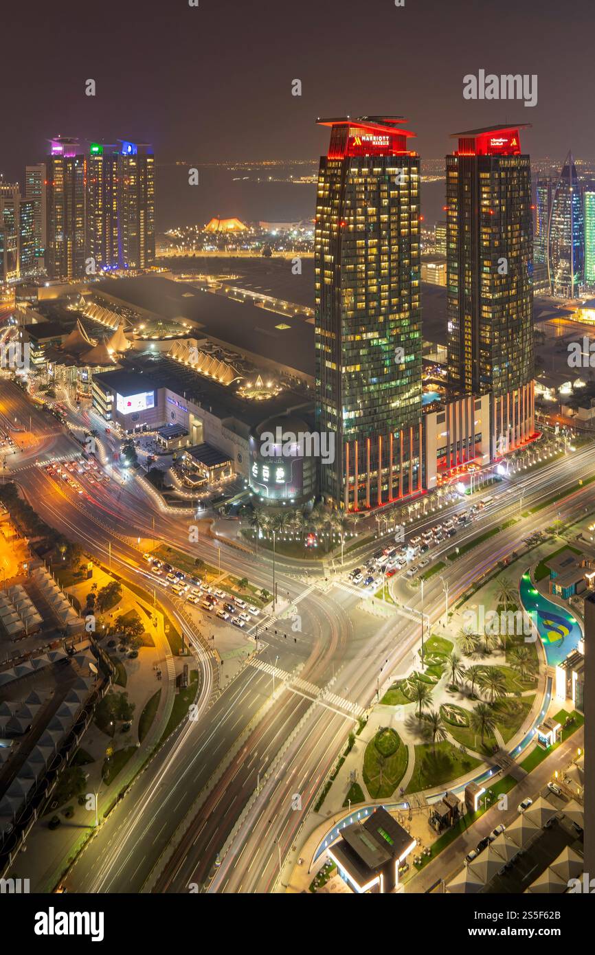 Aerial view of Doha Roads west bay Qatar Stock Photo - Alamy