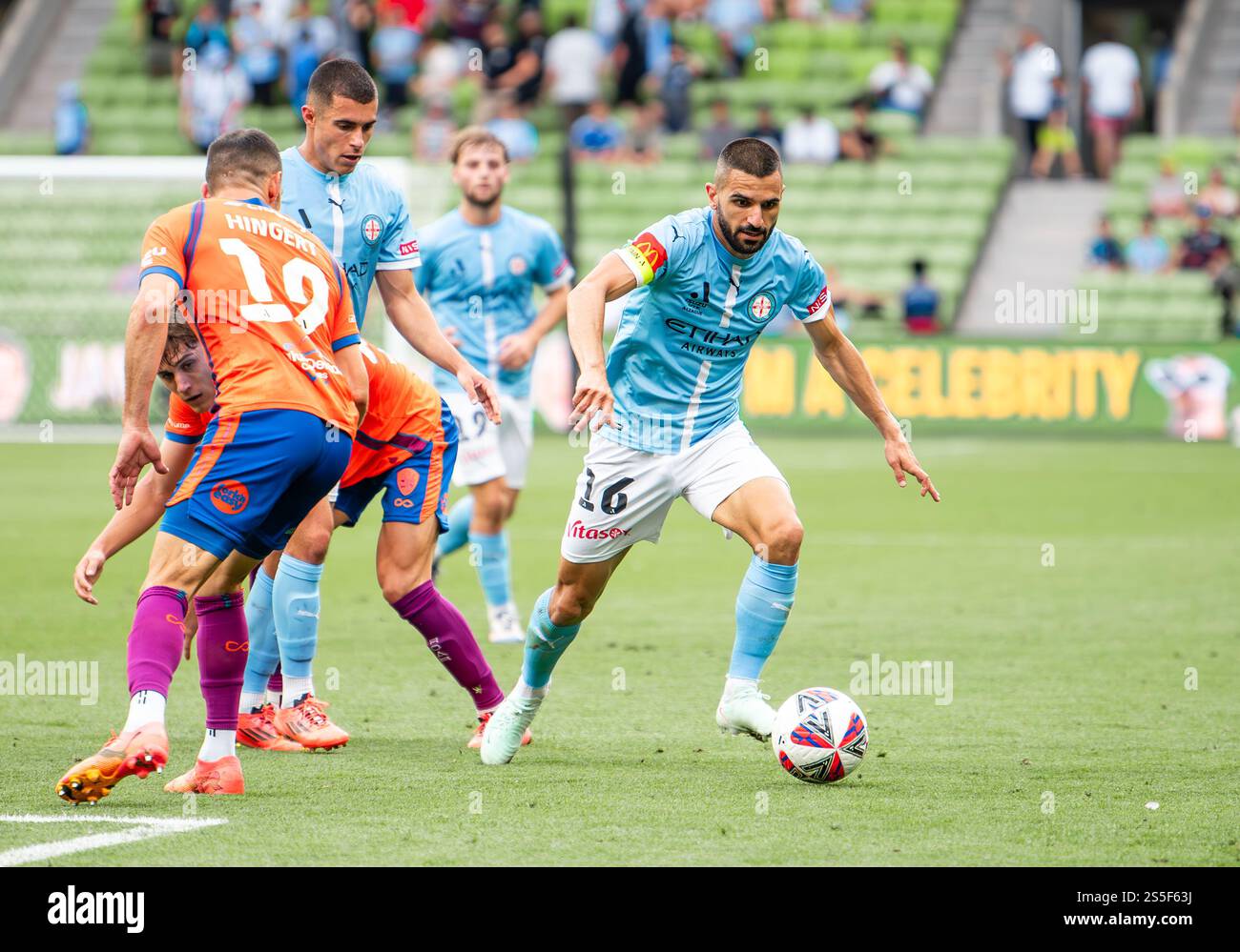 Melbourne City's Captain Aziz Behich (R) seen in action during the A ...