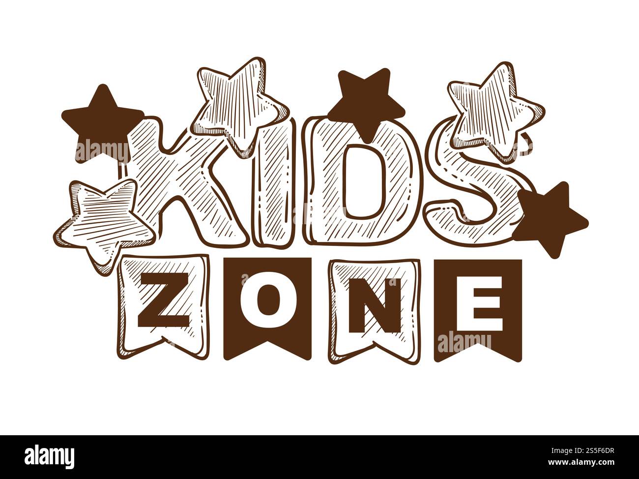 Kid party zone, event celebration, decoration vector. Recreation and ...