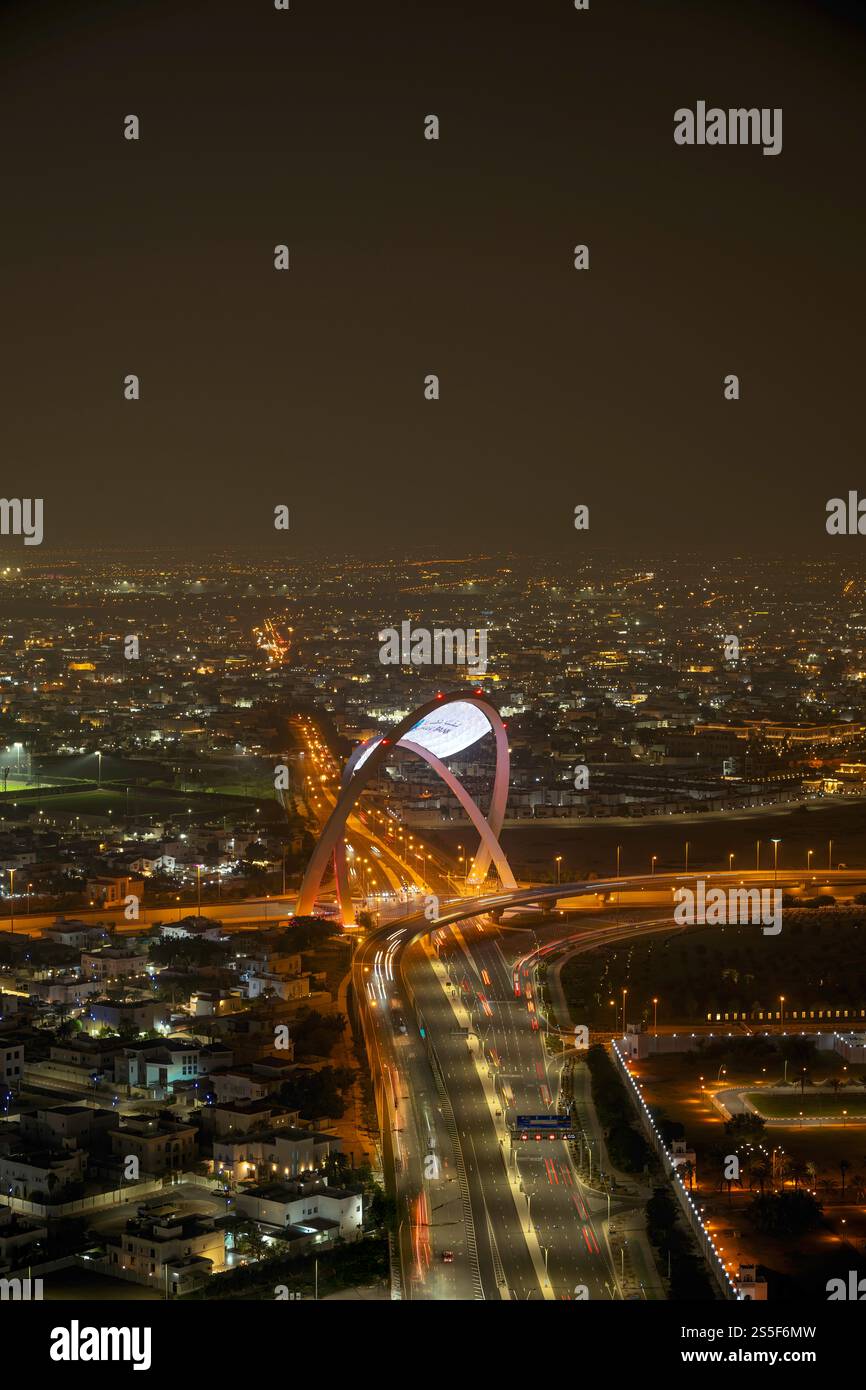 Al Wahda Bridge in Doha city. known as 56 Bridge of Arch Stock Photo ...