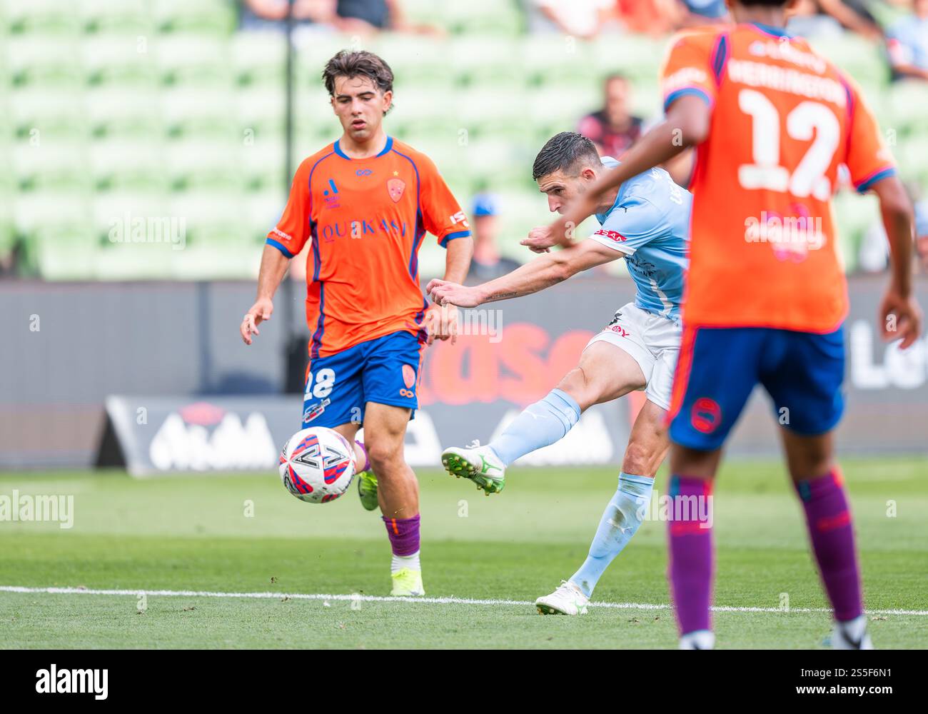 Melbourne City's Steven Ugarkovic seen in action during the A-League ...