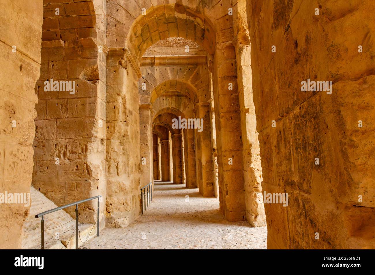 Interior of the Roman amphitheater at the former Thysdrus. A fragment ...