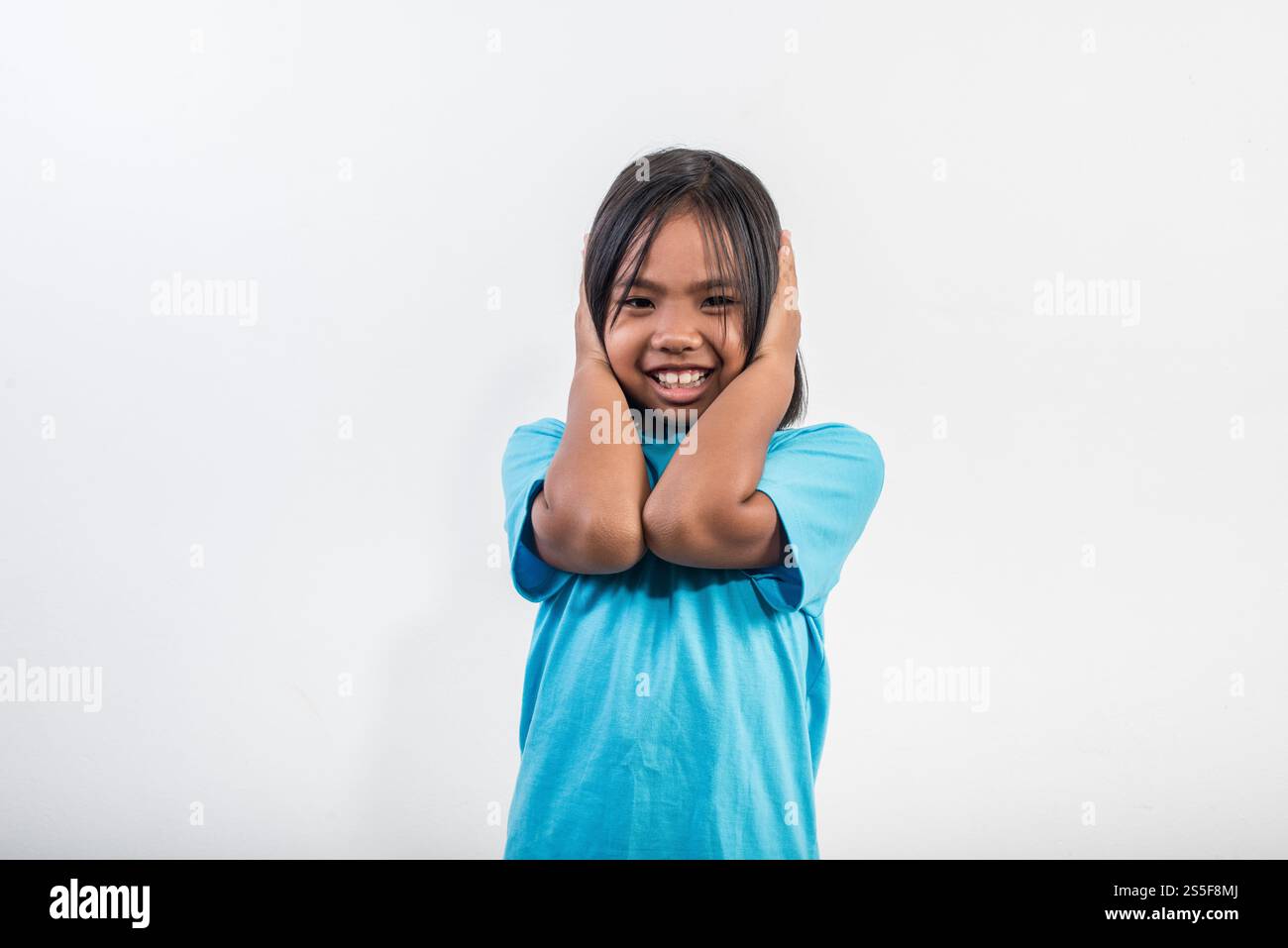 little girl feel angry in studio shot Stock Photo - Alamy
