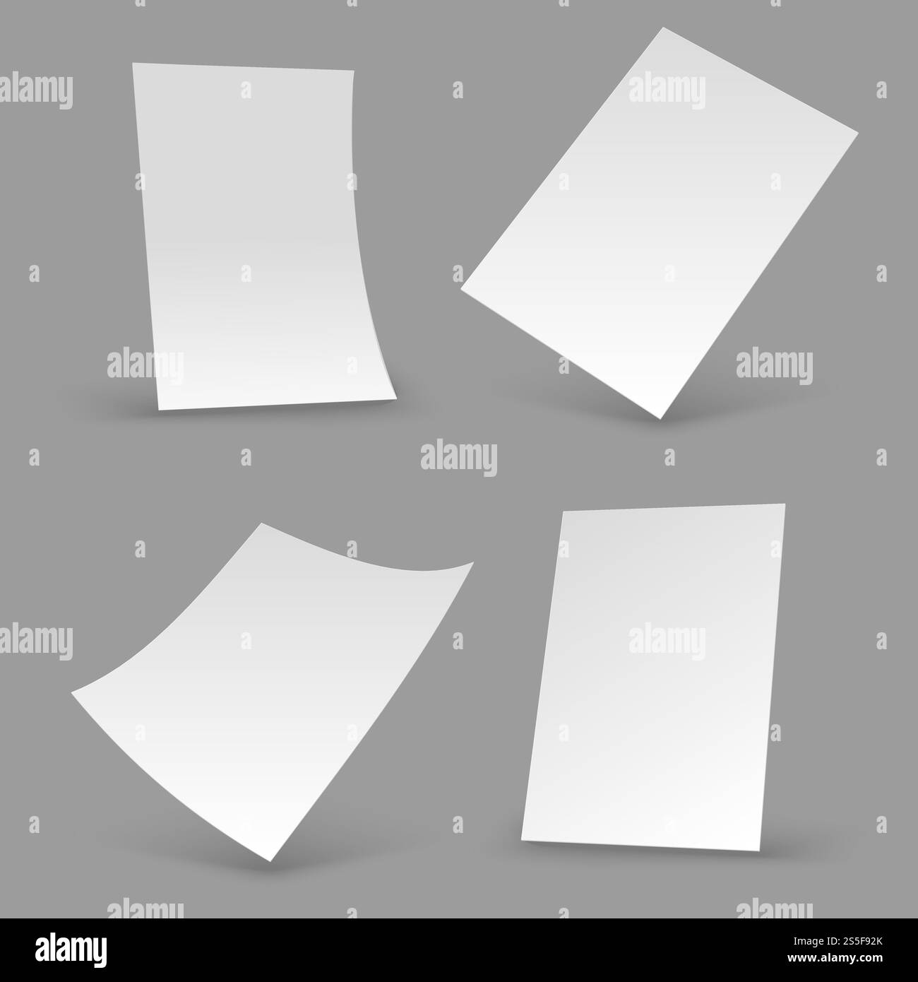 White paper sheets. A4 blank brochure, realistic poster mockups. 3d ...