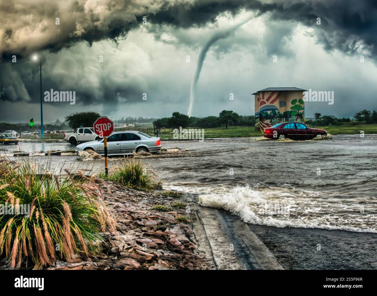 natural disasters global, hurricane with heavy winds and flood on ...