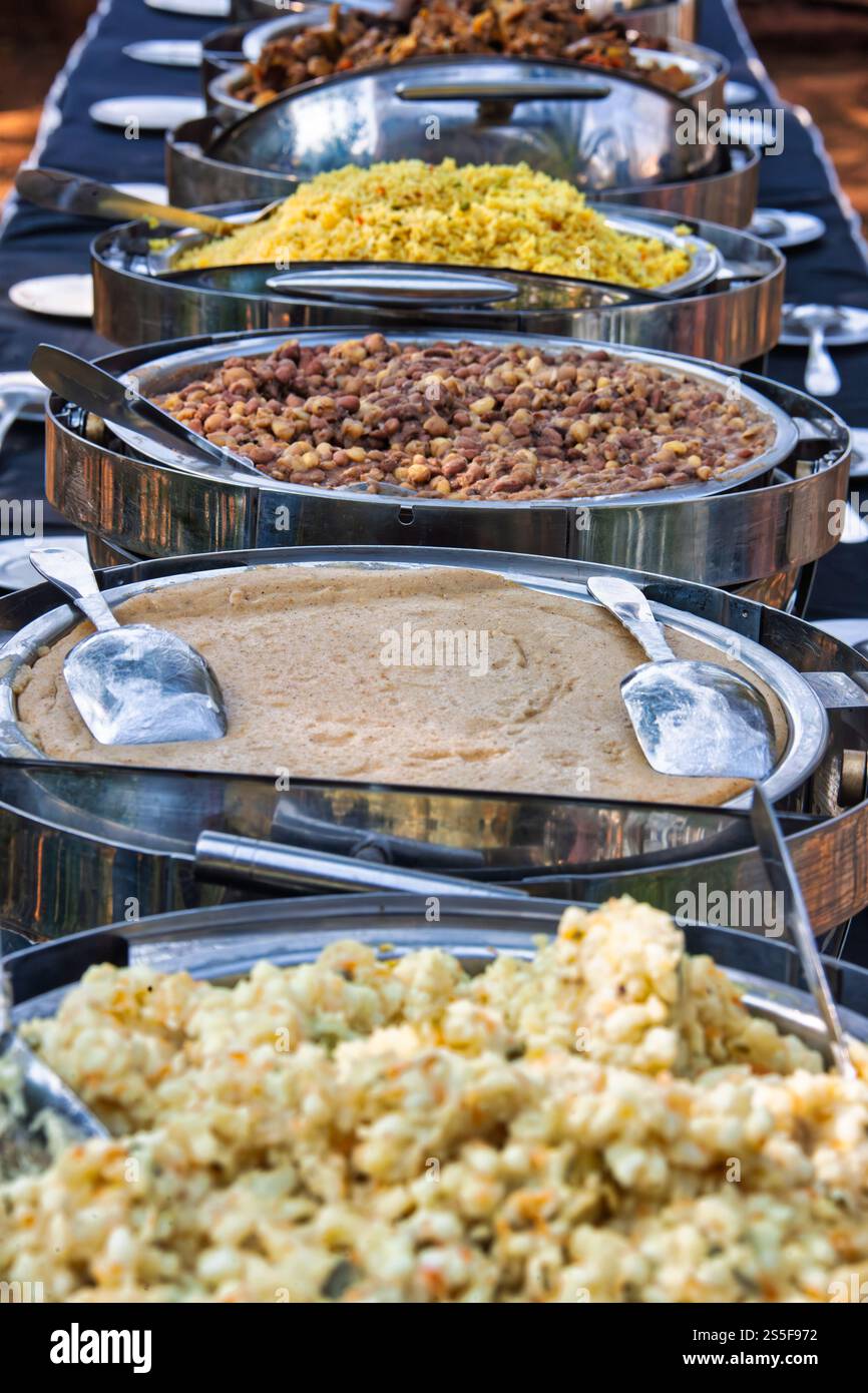 traditional african food tswana , at a festivity, samp, bogobe, pap ...