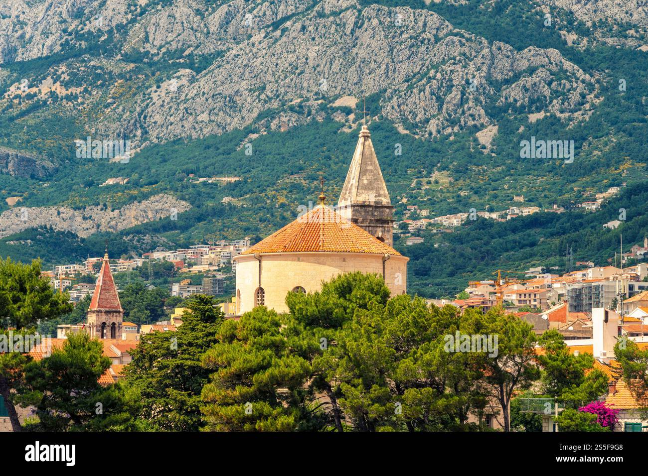 Ancient Franciscan Monastery of the blessed virgin Mary with a steeple ...