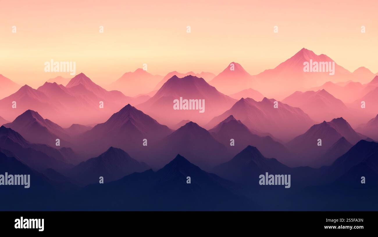 Mesmerizing silhouetted mountain ranges layered in ethereal mist and ...