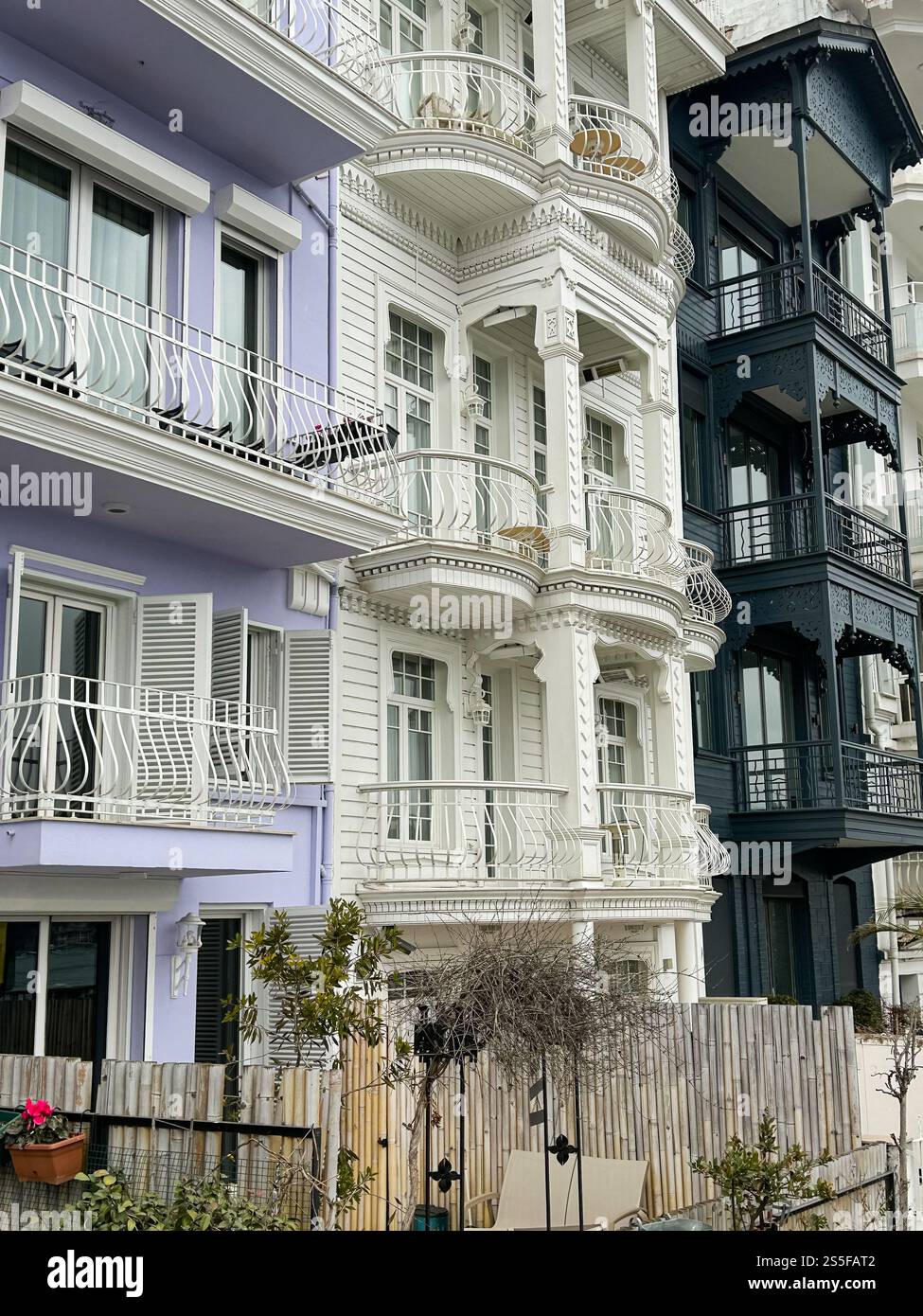 This photo captures a row of beautifully designed buildings in Istanbul ...