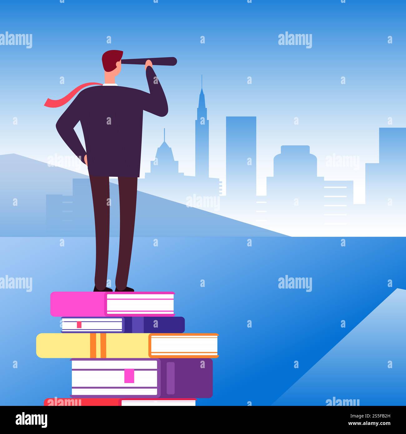 Self education open new horizons vector illustration. Tutorial teaching ...