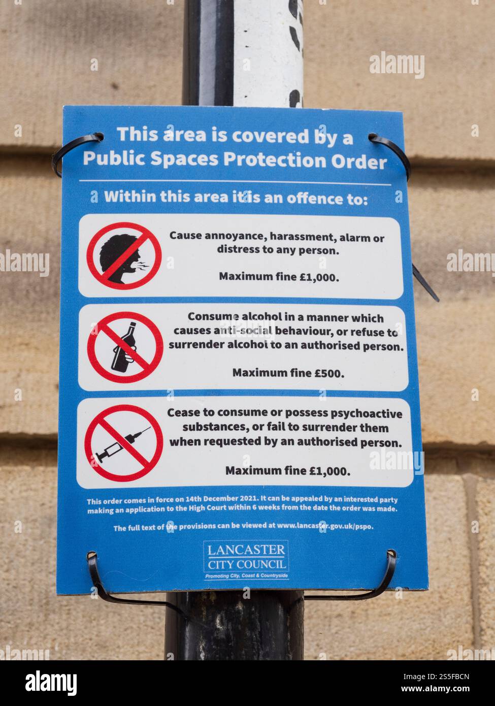 Lancaster Market Gate shopping centre crime prevention notice Stock ...