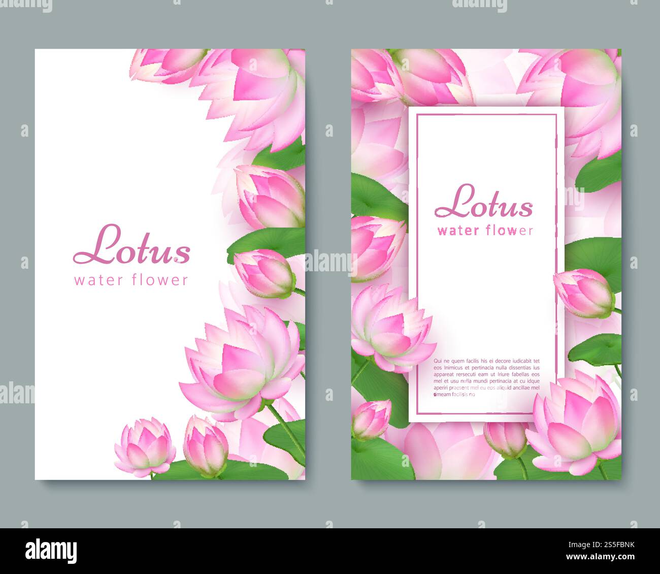 Wedding card with pink lotus. Water flower blossom greeting card ...
