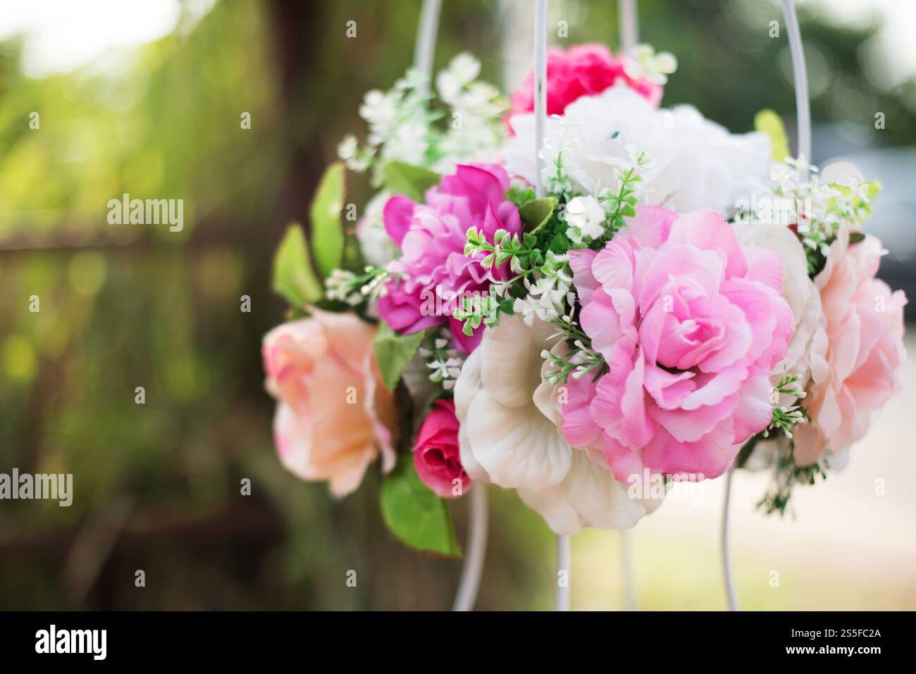 Flowers decorated for wedding background Stock Photo - Alamy