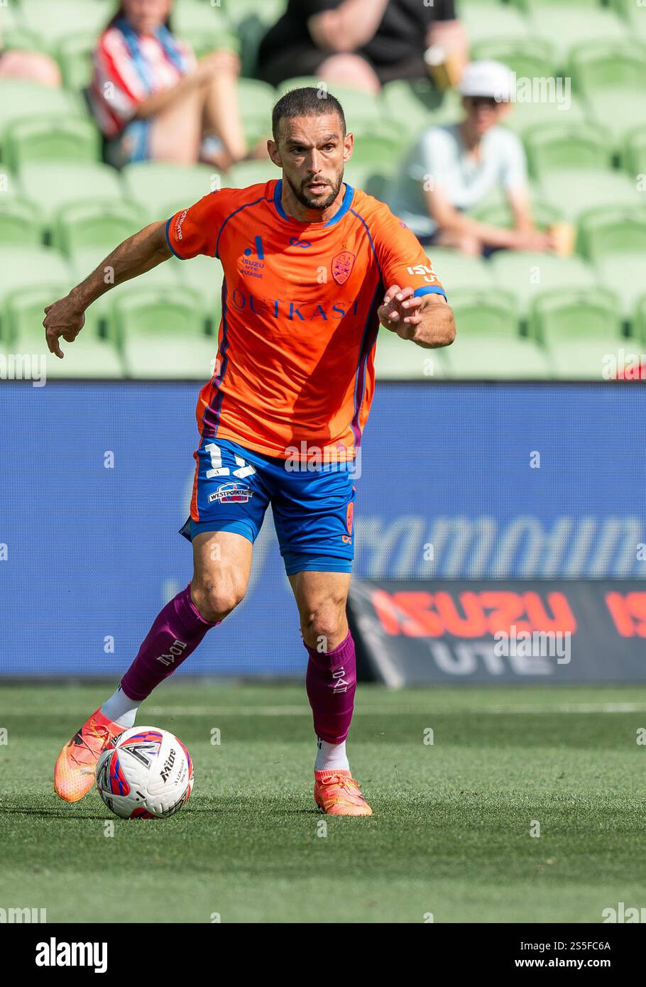 Melbourne, Australia. 11th Jan, 2025. Brisbane Roar's Jack Hingert seen ...