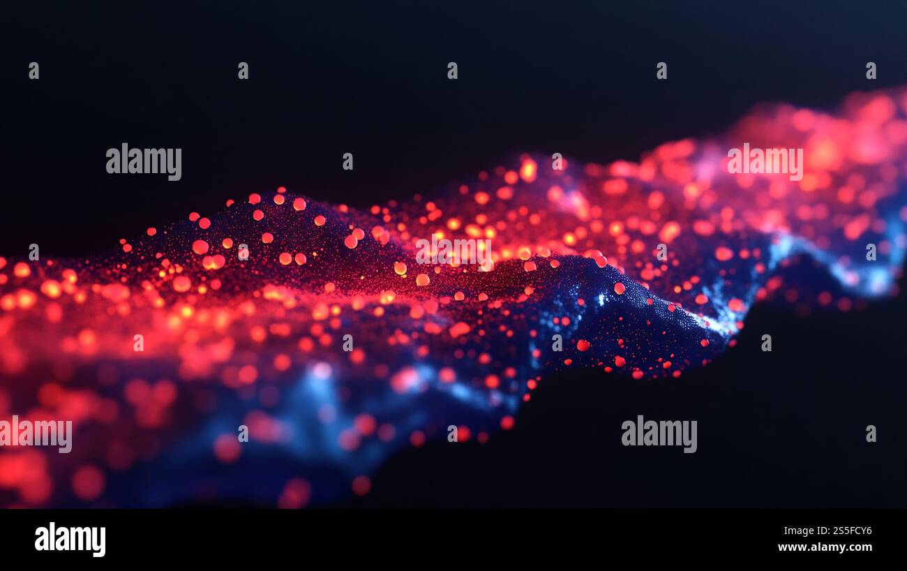 Glowing 3D molecular structures and chains forming in an abstract ...