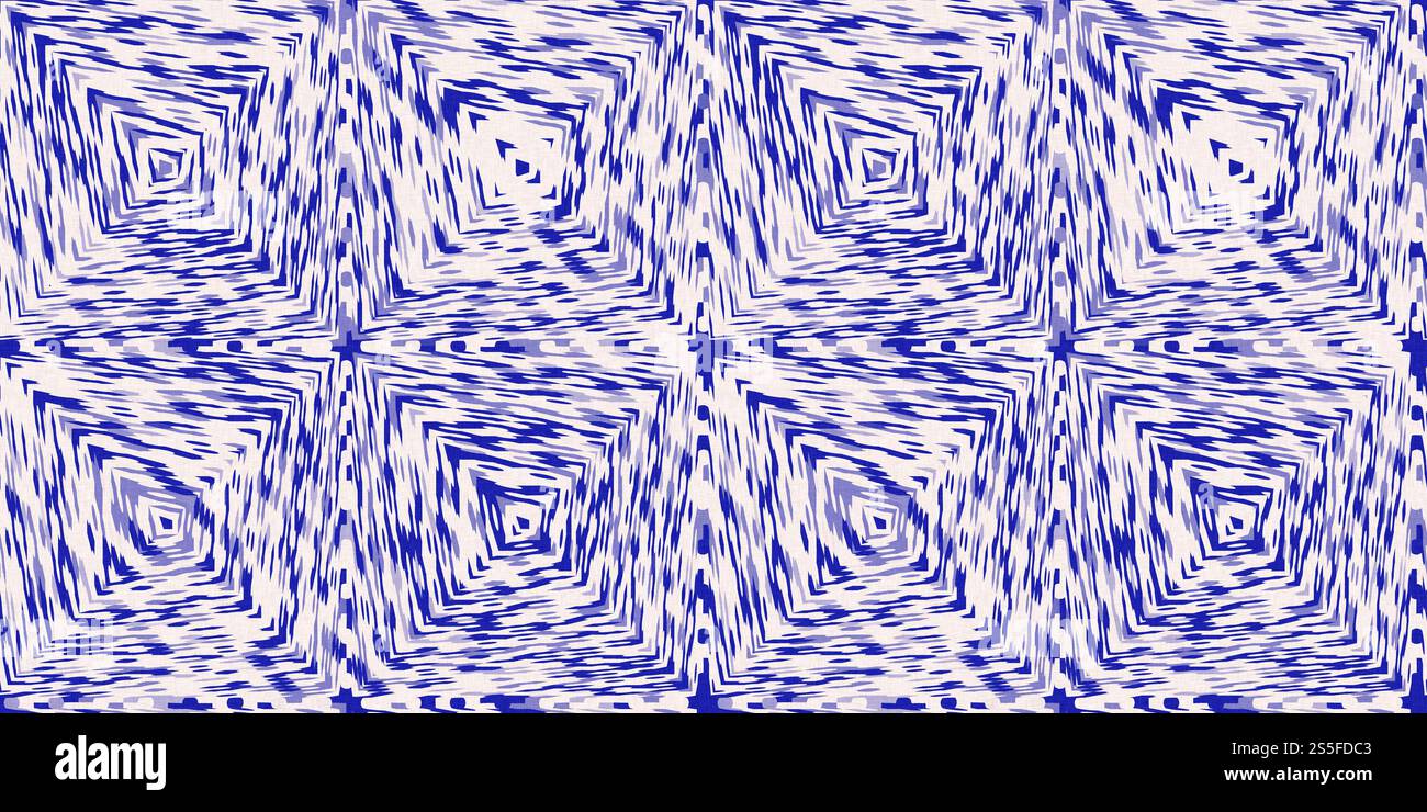 Geometric indigo shape seamless border. Irregular hand drawn batik ...