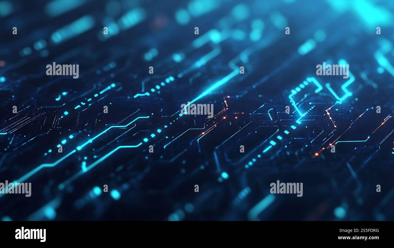 Glowing Digital Circuit Design with Futuristic Tech Vibe and Copy Space ...