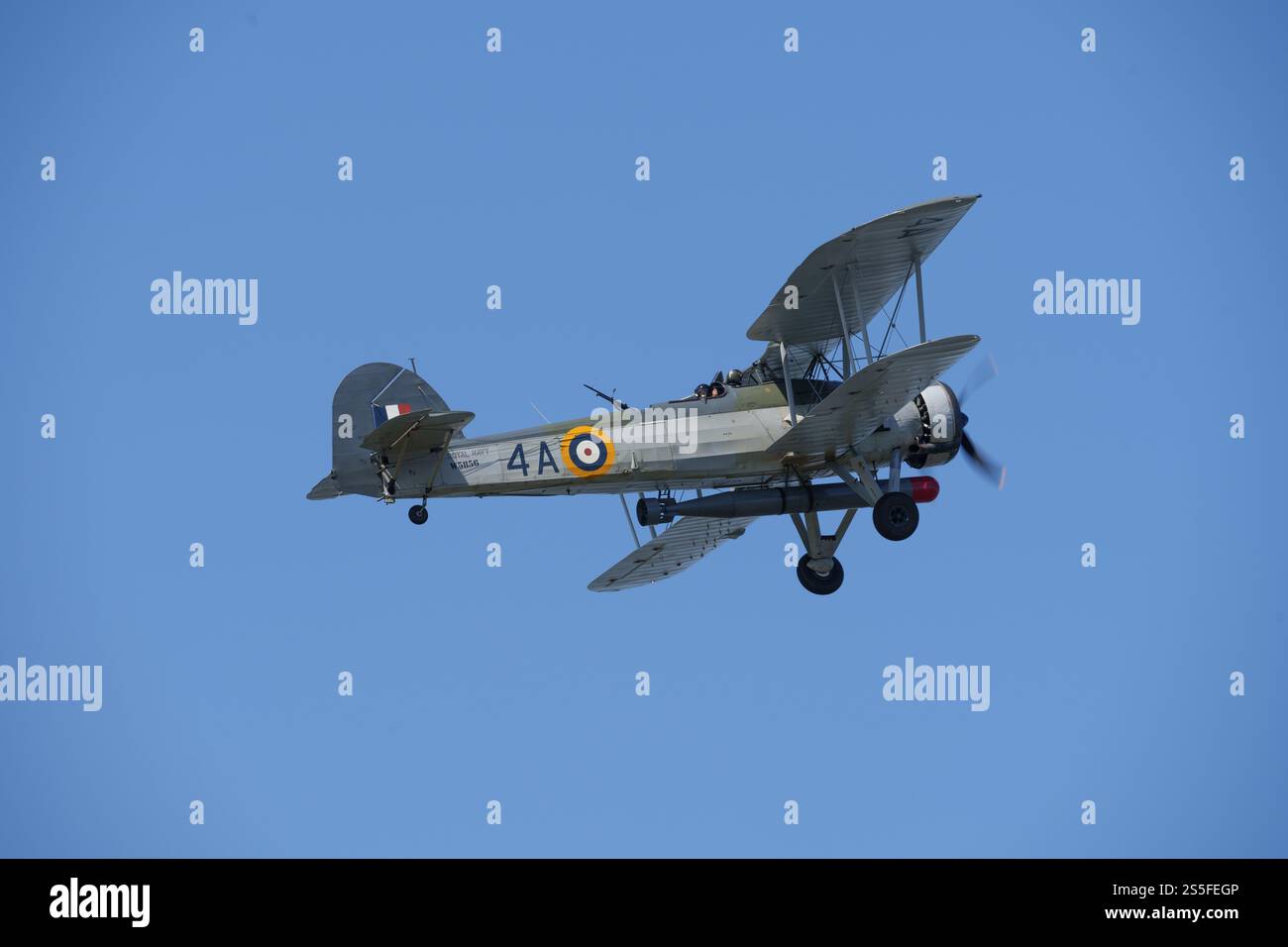 Fairey Swordfish anti-submarine aircraft during a flying display for ...