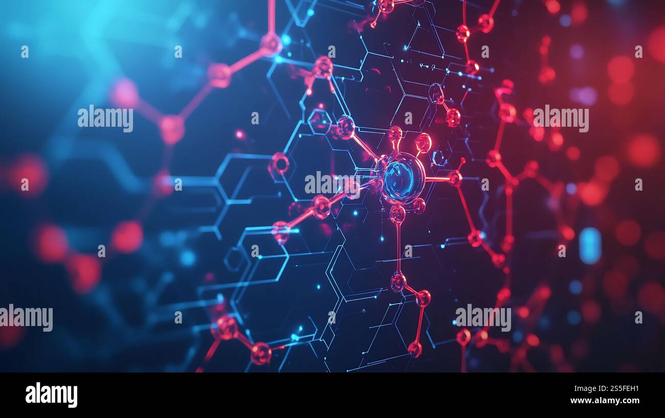 Futuristic nanobot design with a peptide complex embedded in glowing ...
