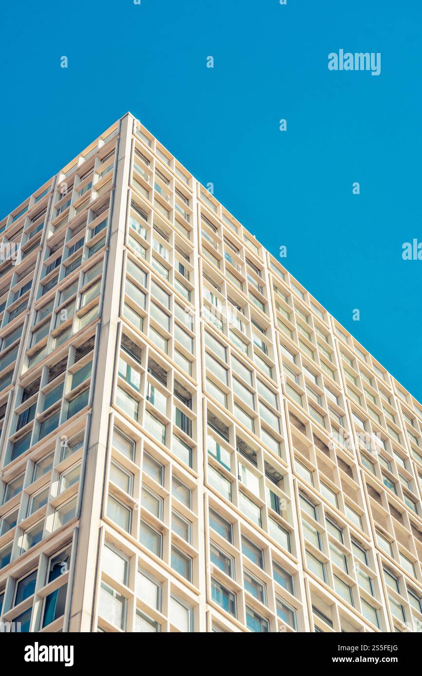 Modern high-rise building against a clear blue skyin Marseille, France ...
