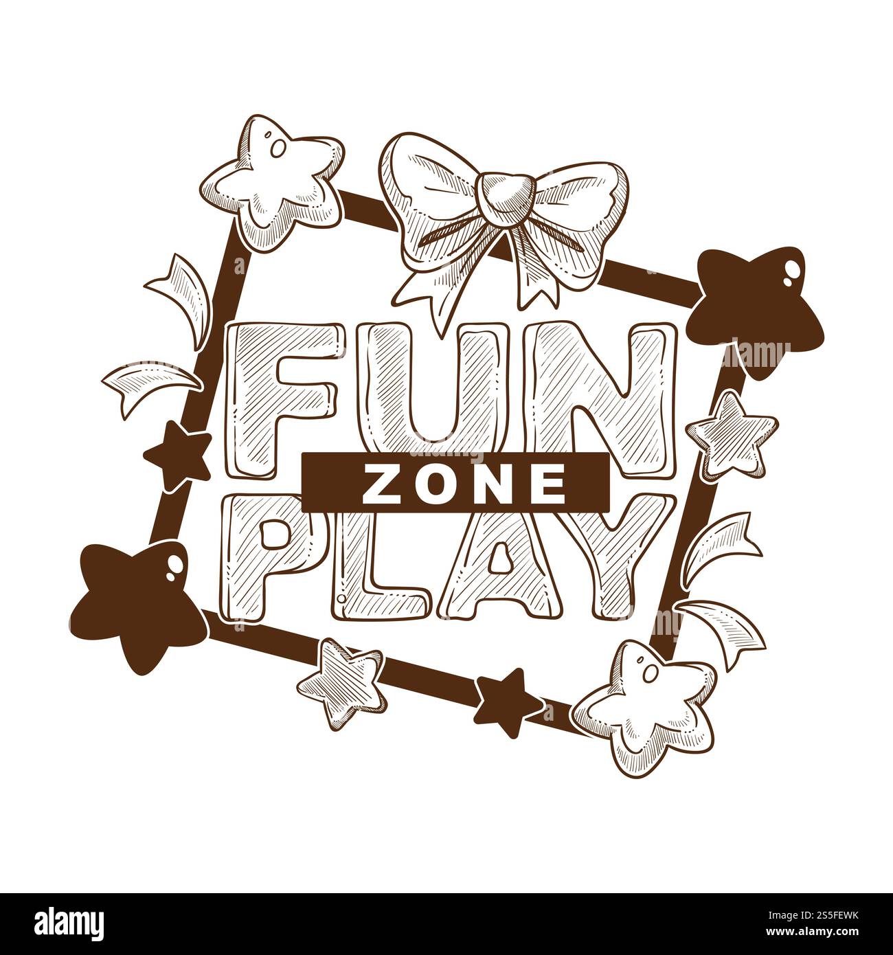 Kid party zone, event celebration, decoration vector. Recreation and ...