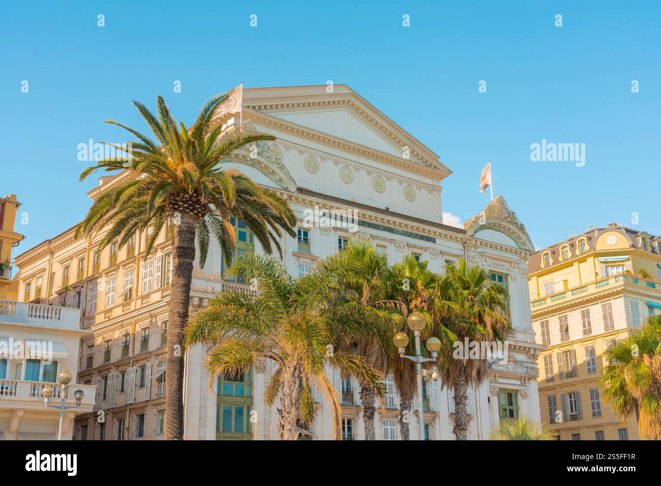 Sunlit elegant building o fthe Opera House with classical architecture ...