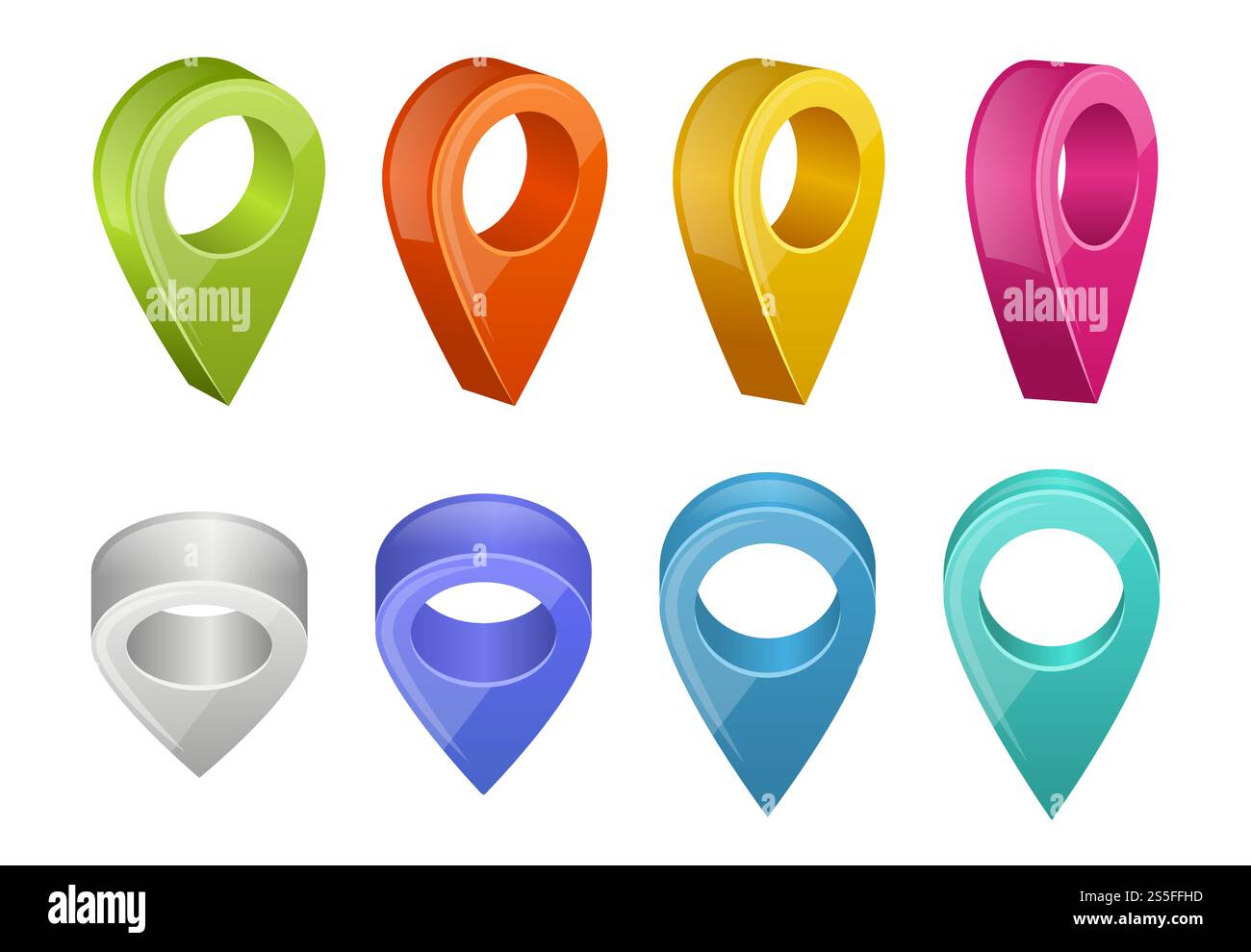 Colored Map Pointers Various Colors Of Gps Navigation Pointers Vector Pointer Position Place