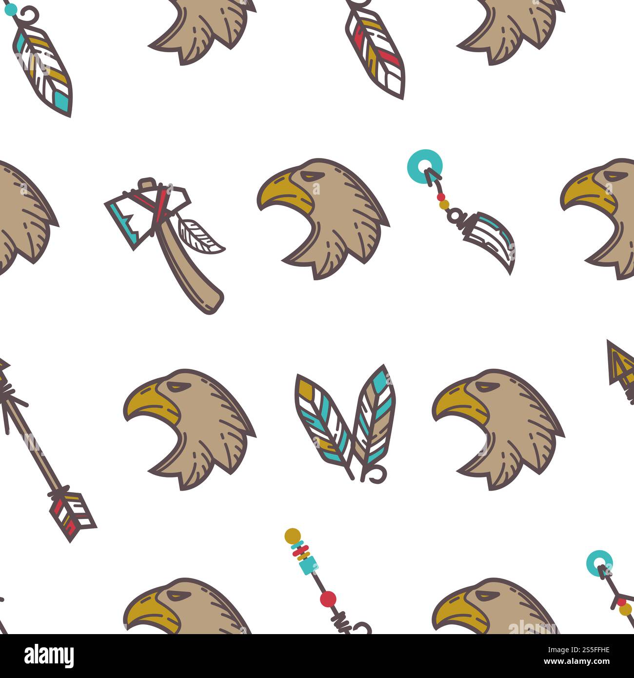 Native American Indians traditional culture symbols pattern background ...