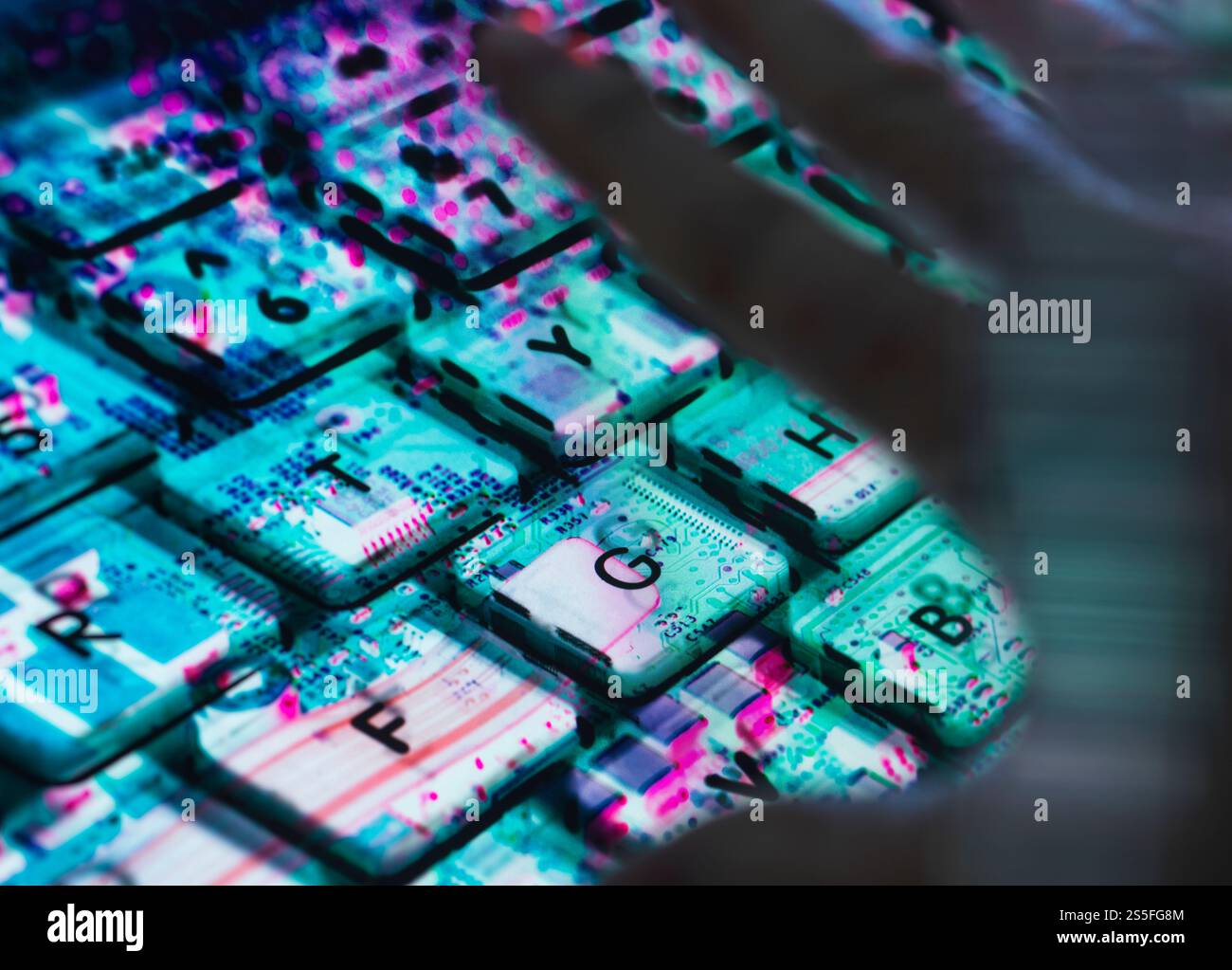 AI technology Landscape, Man typing at laptop with the computer ...