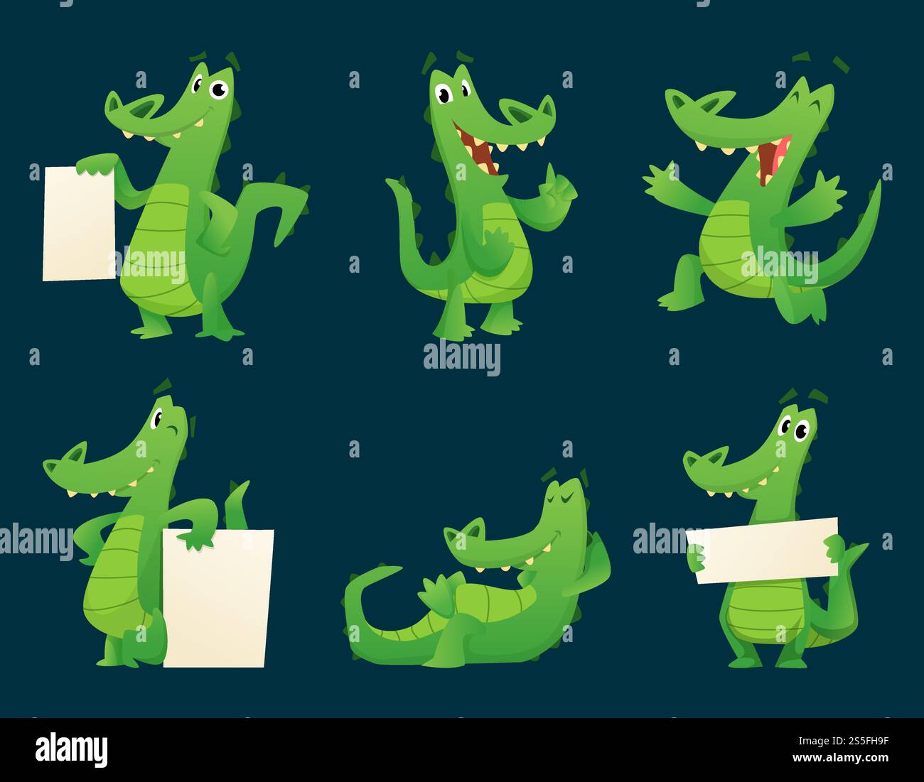 Alligator characters. Wildlife crocodile amphibian reptile animal ...