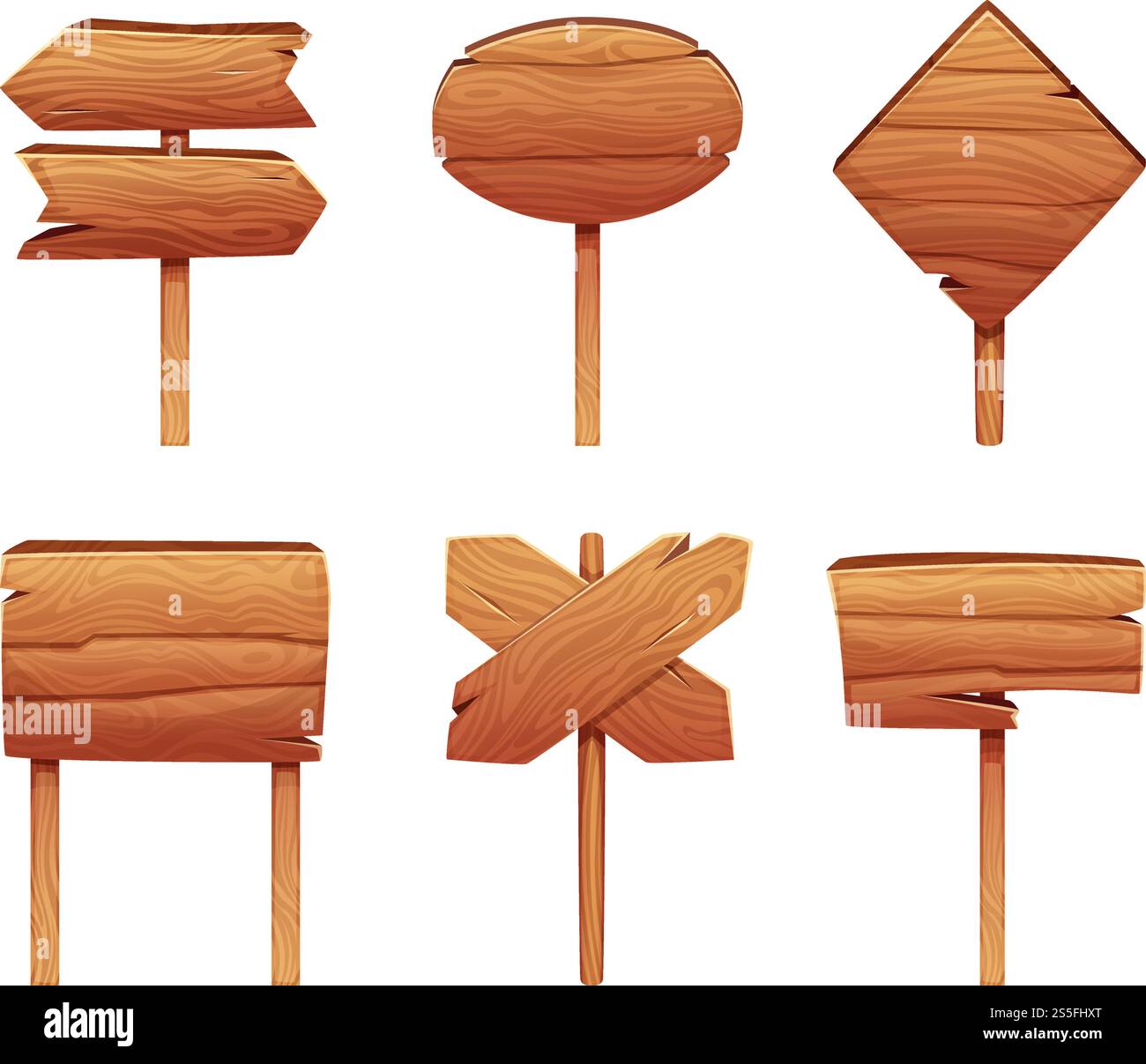 Illustrations of wooden signboards in cartoon style. Signboard wooden ...