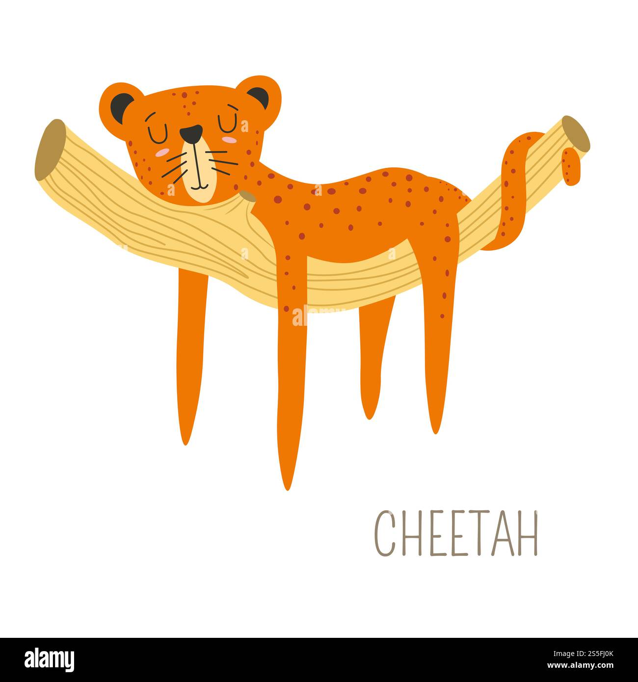 Cheetah Africa originating animal sleeping on branch tree vector ...