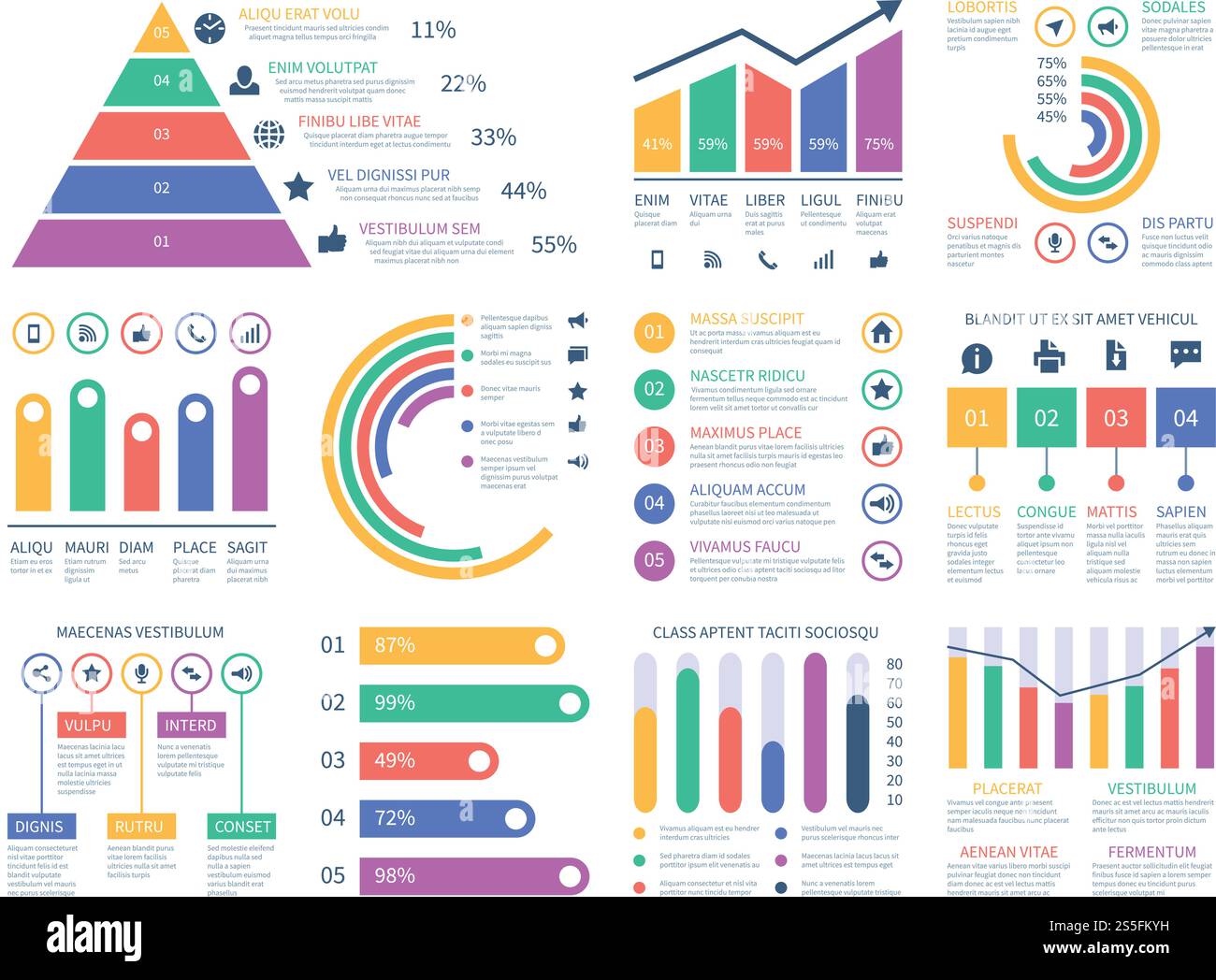 Analytics infographics elements. Data graphic, marketing chart diagram ...