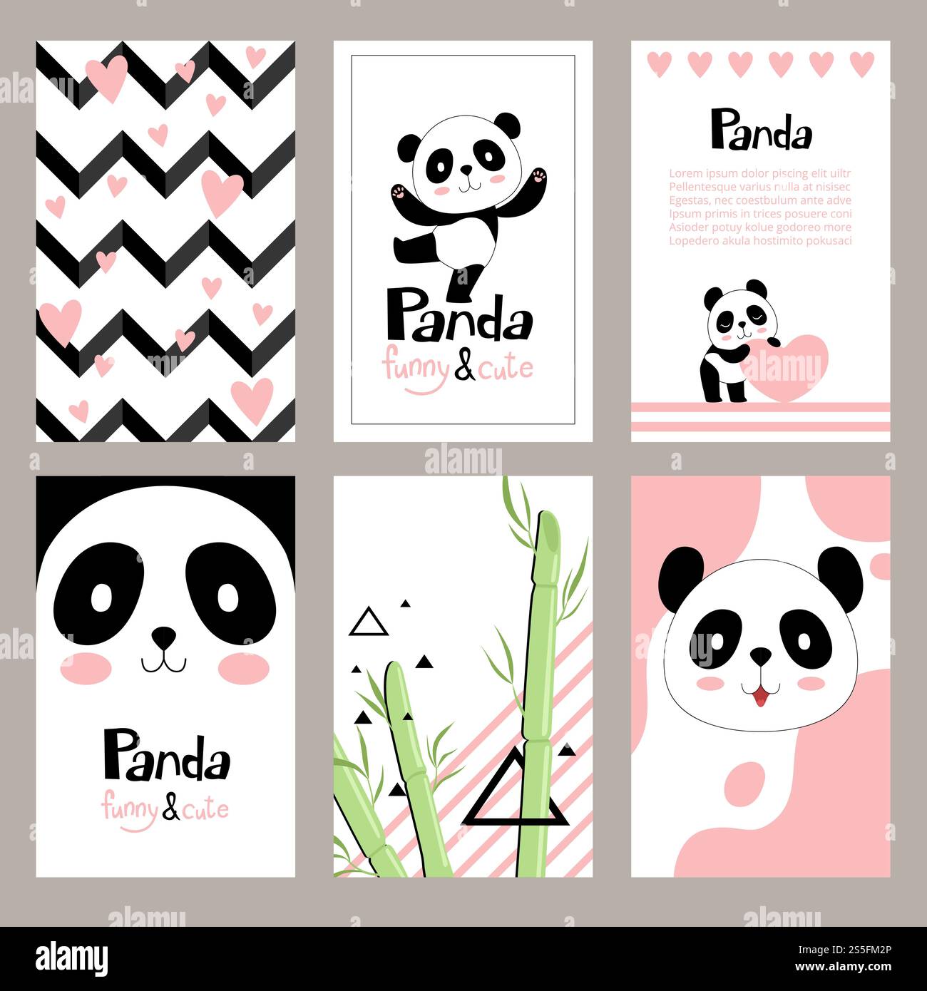 Pandas invitation cards. Newborn cute animals of chinese bear holiday ...
