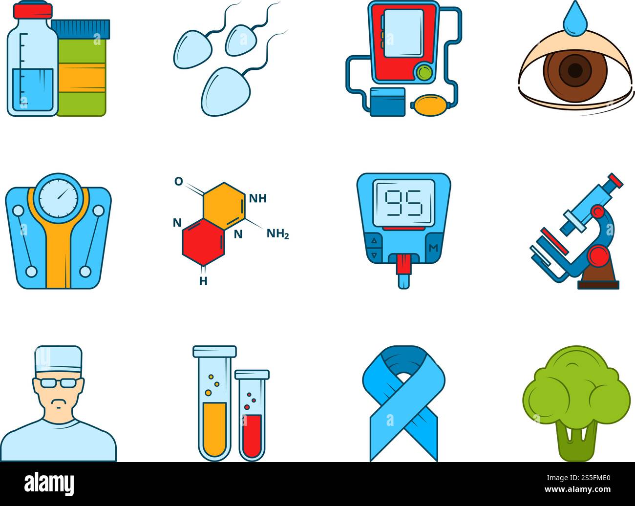 Medical icon set. Various symbols of diabetic. Vector instrument ...
