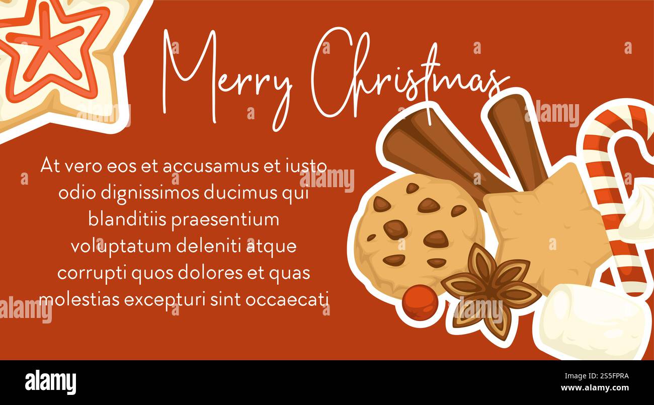 Merry Christmas traditional symbolic food sweets and snacks vector ...