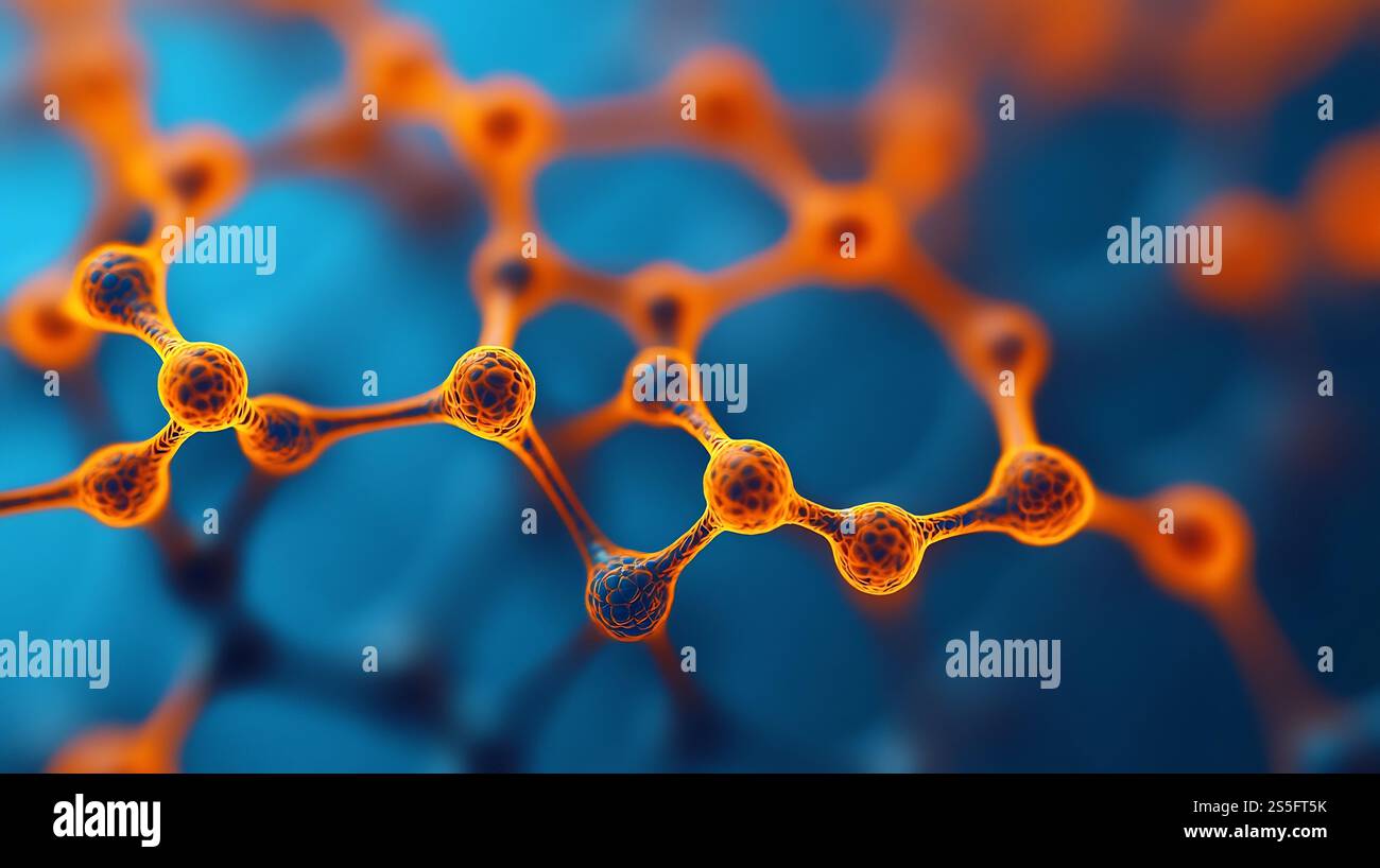 Intricate 3D molecular structure of peptides,with glowing elements and ...