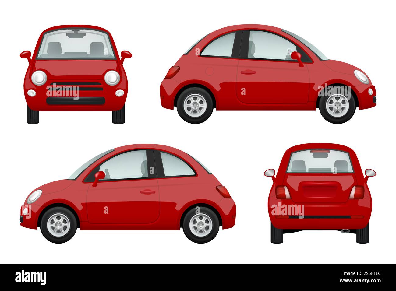 Colored cars. Various realistic illustrations of cars. Transport auto ...