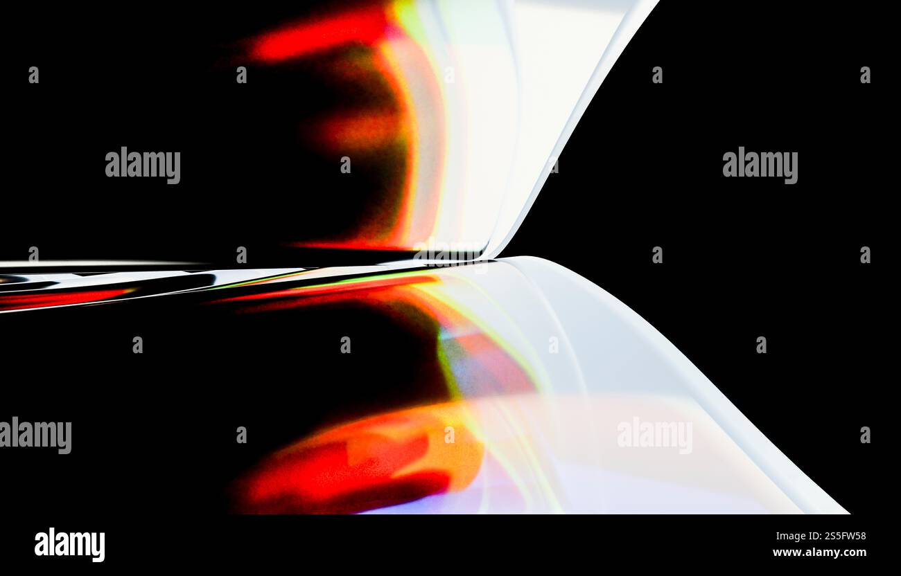 Abstract light reflections and distortions on a curved surface with a ...