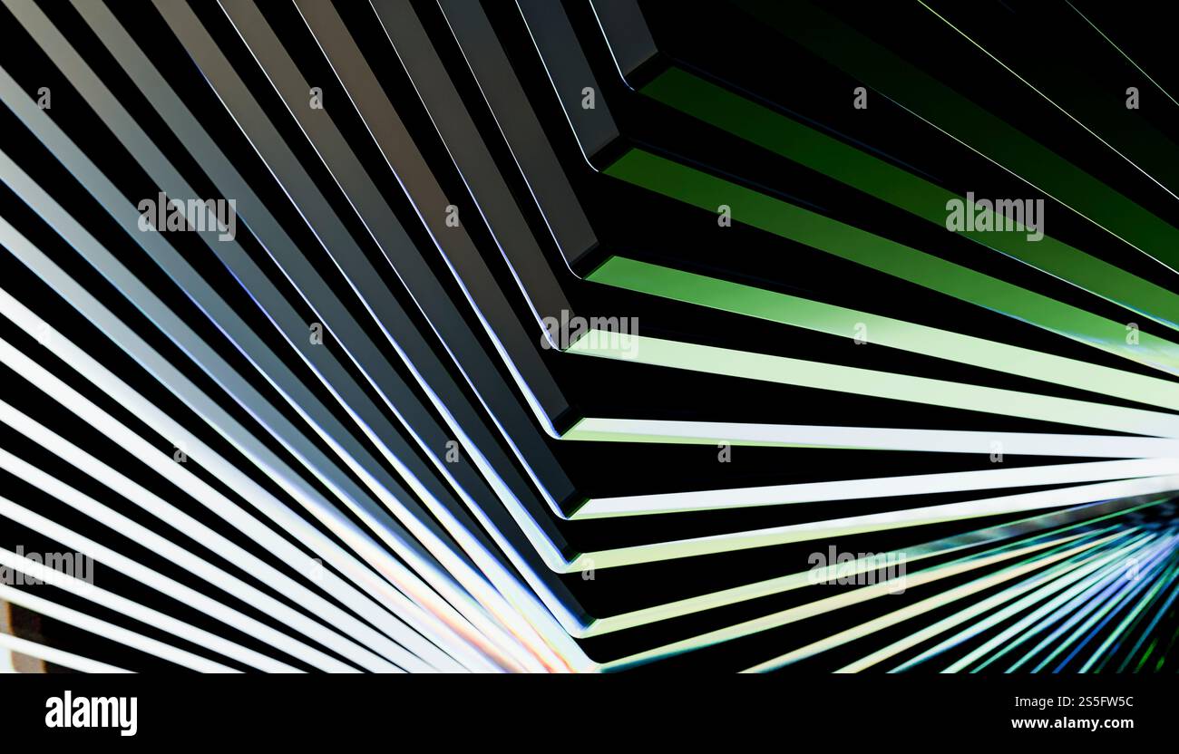 Illustration, abstract geometric pattern of black and white lines with ...