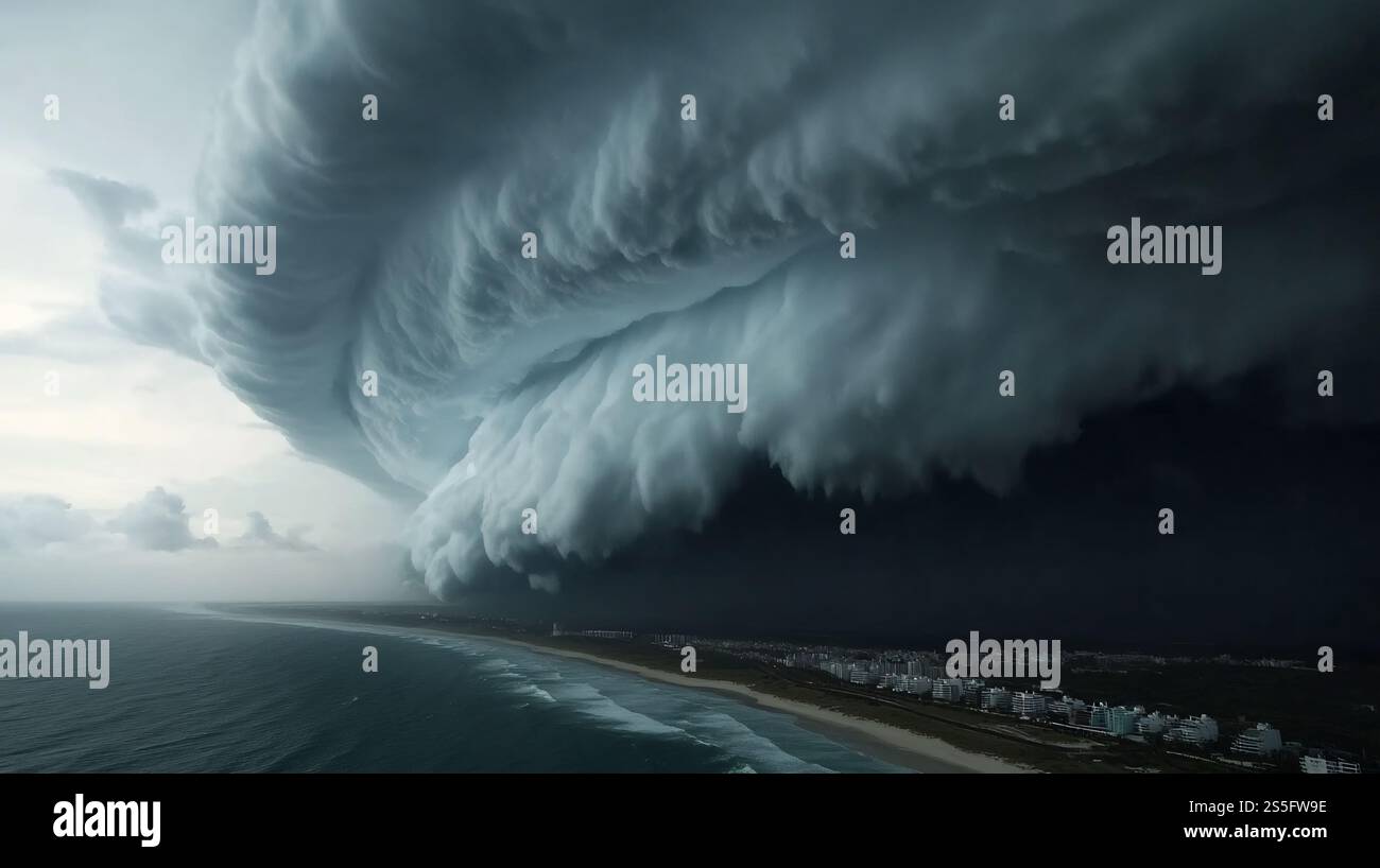 Dramatic image of powerful storm clouds churning and moving dynamically ...