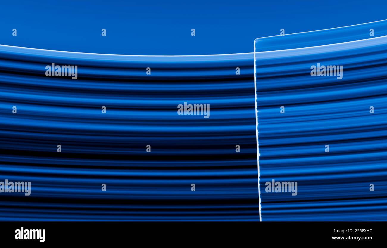 Illustration, Abstract curved lines of blue shades creating a graphical ...