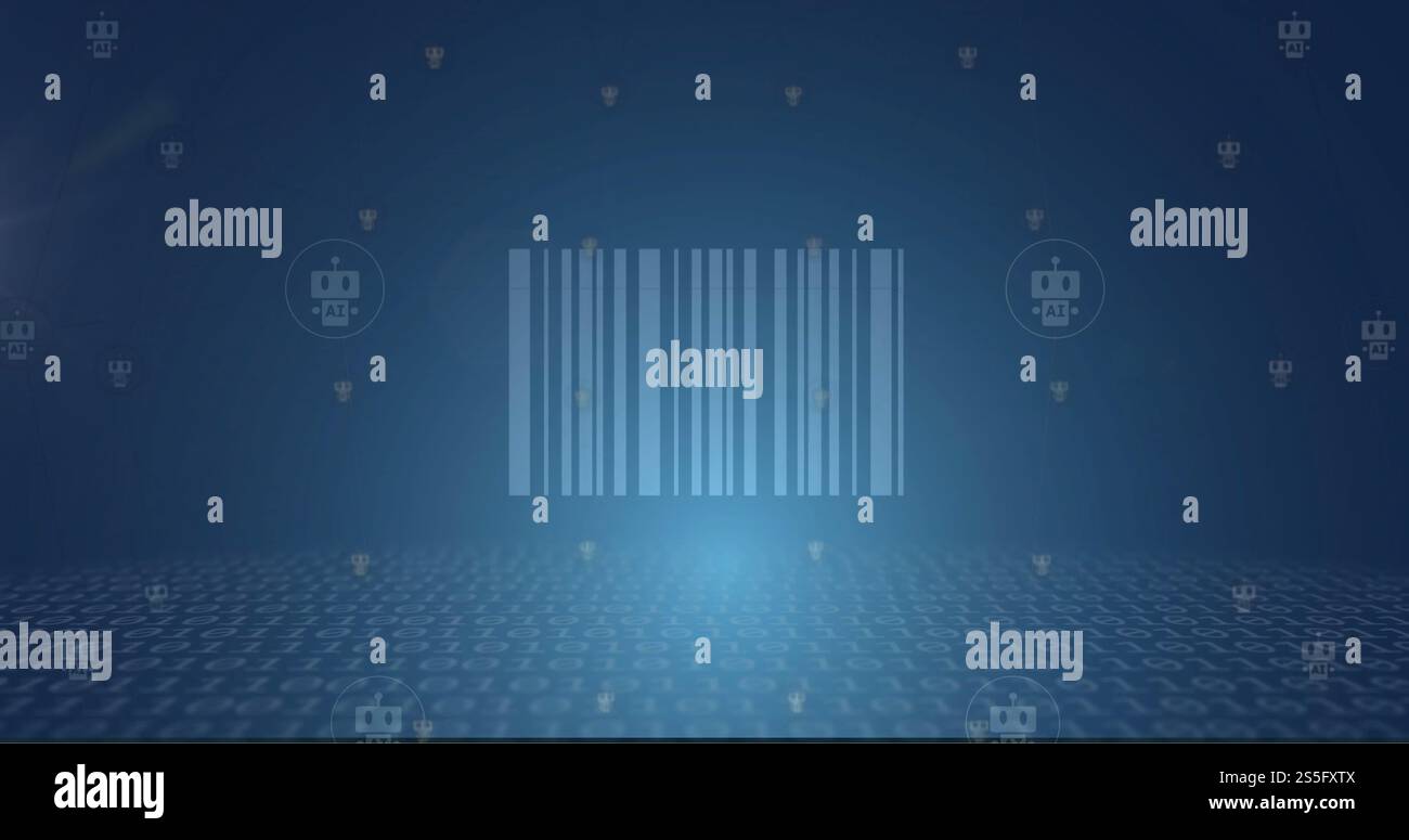 Image Of Cube Bar Code And Data Processing Over Binary Coding Stock 3965