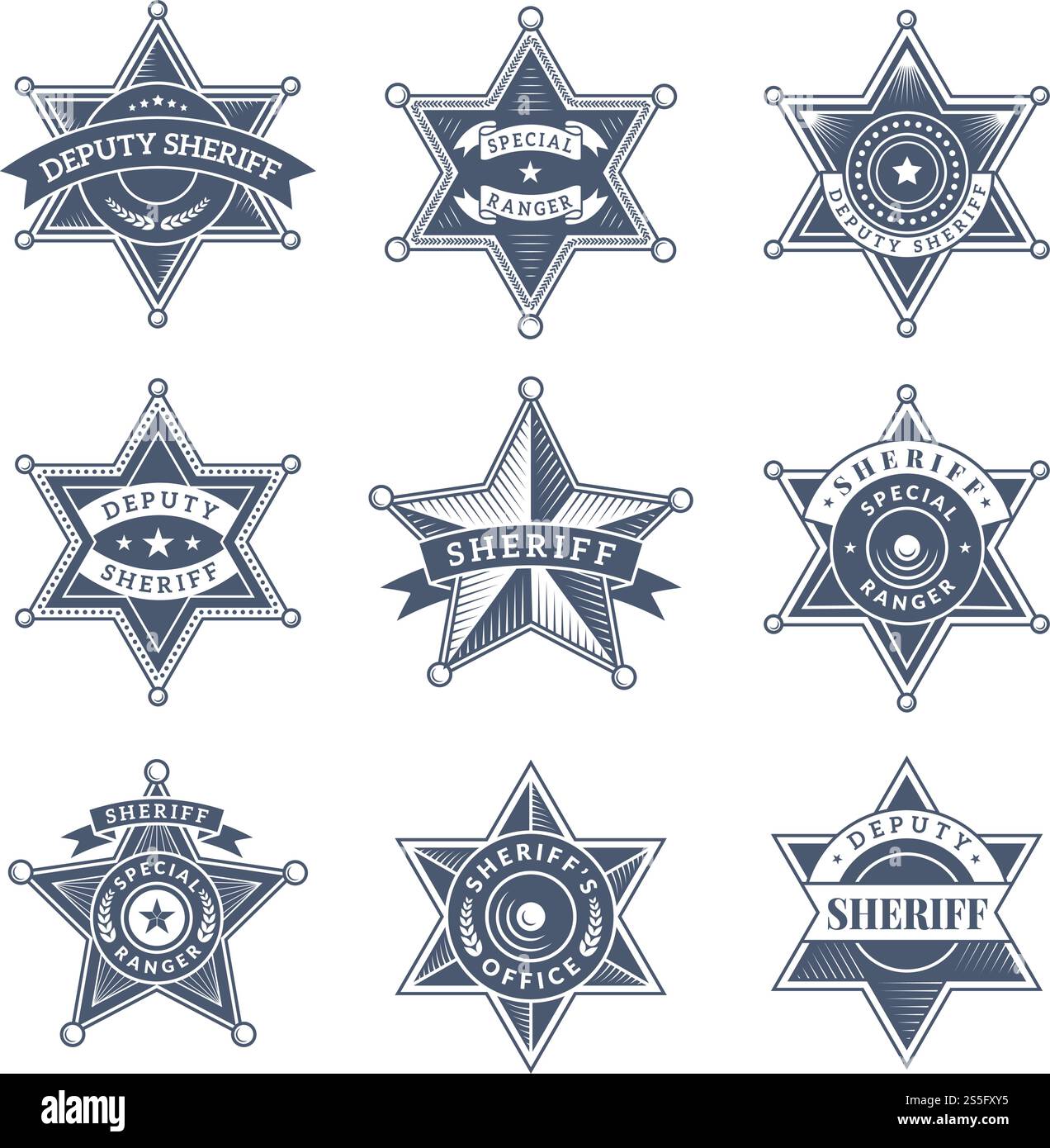Security sheriff badges. Police shield and officers logo texas rangers ...