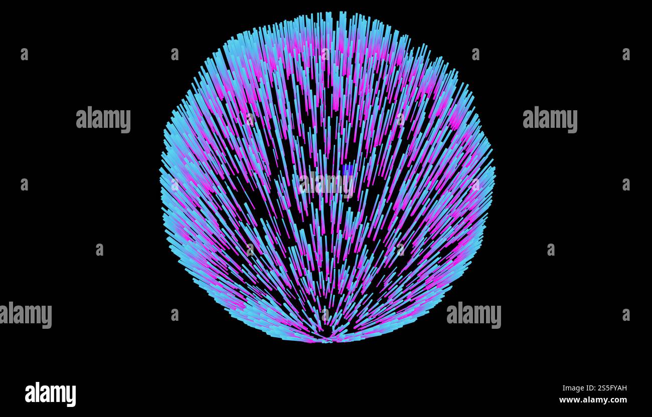 Illustration, A vibrant, abstract sphere composed of purple and cyan ...