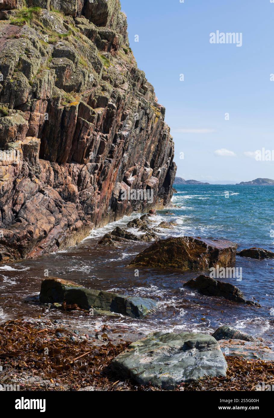 On the small island of Iona, Scottish Inner Hebrides, volcanic rock ...